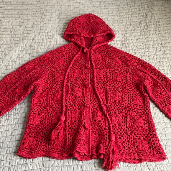 Vintage | Tops | Stunning Red Crochet Cardigan | Poshmark